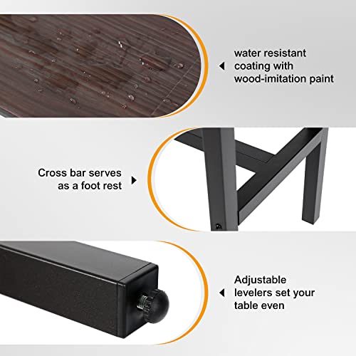Anmutig Outdoor Bar Table 39.4 inch Height Bistro Table High Top Bar Metal Table with Waterproof Top for Hot Tub, Garden, Backyard, Indoor Brown