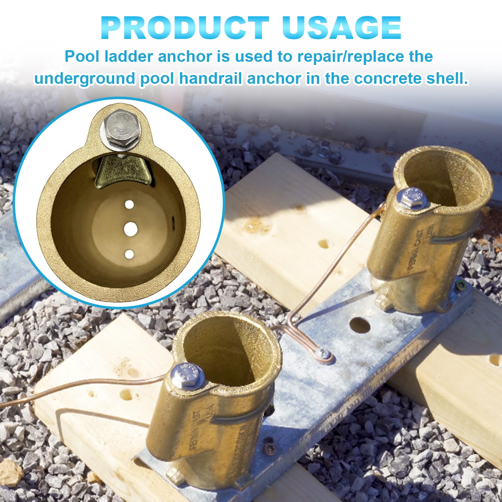 Pool Ladder Anchors - PW-4C Perma-Socket Wedge Assy for Perma Cast Style Bronze Anchor Socket Bolt/Fit 3", 4" Sockets