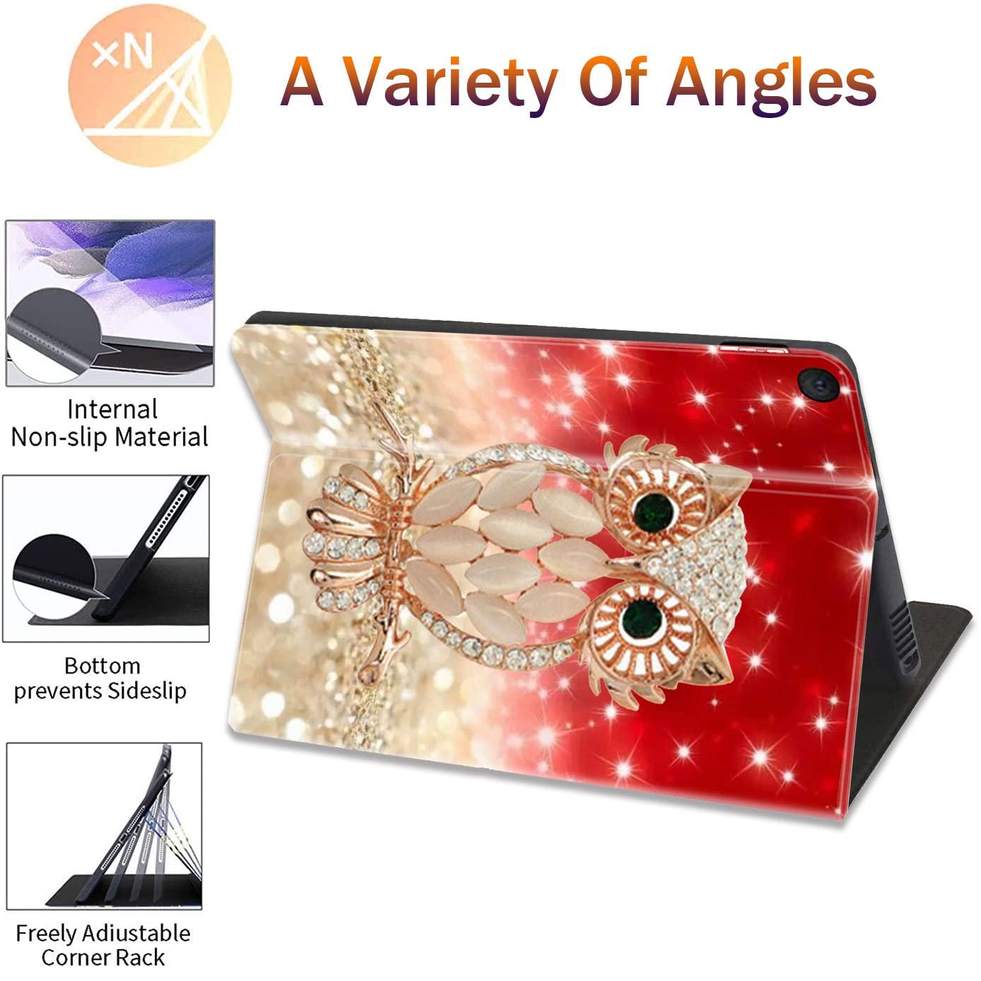 for Samsung Galaxy Tab A8 10.5 2022 Slim Case with Adjustable Stand Cover with Auto Wake/Sleep Smart Cover for Samsung Galaxy A8 10.5 Inch(SM-X200/X205/X207)- Owl on Pink Background