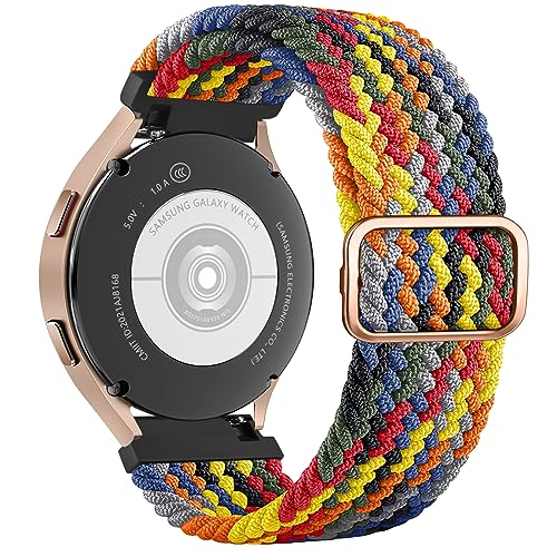 Tobfit Braided Nylon Bands Compatible with Samsung Galaxy Watch 5 Bands 40mm 44mm / Galaxy Watch 4 Bands 40mm 44mm, Samsung Galaxy Watch 5 Pro Watch Bands 45mm Stretchy Elastic Straps(Colorful)