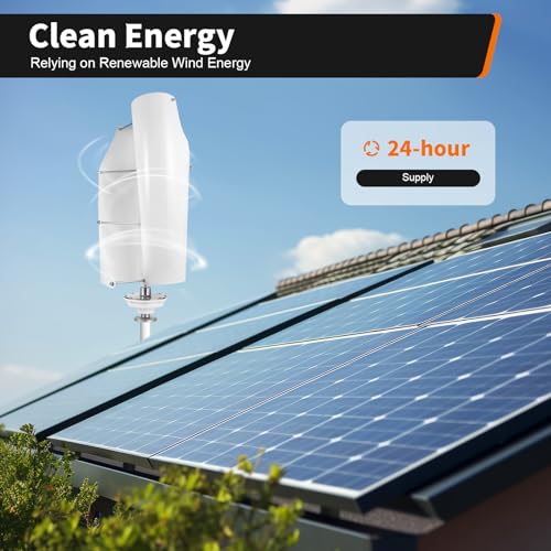 OUKANING 400W 12V Portable Vertical Helix Maglev Axis Wind Power Turbine Generator Kit with Charge Controller, 2 Blades, White