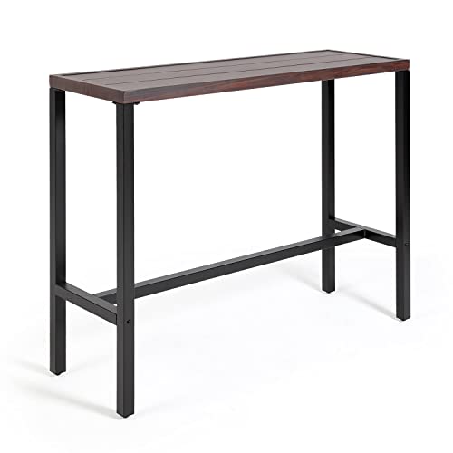 Anmutig Outdoor Bar Table 39.4 inch Height Bistro Table High Top Bar Metal Table with Waterproof Top for Hot Tub, Garden, Backyard, Indoor Brown