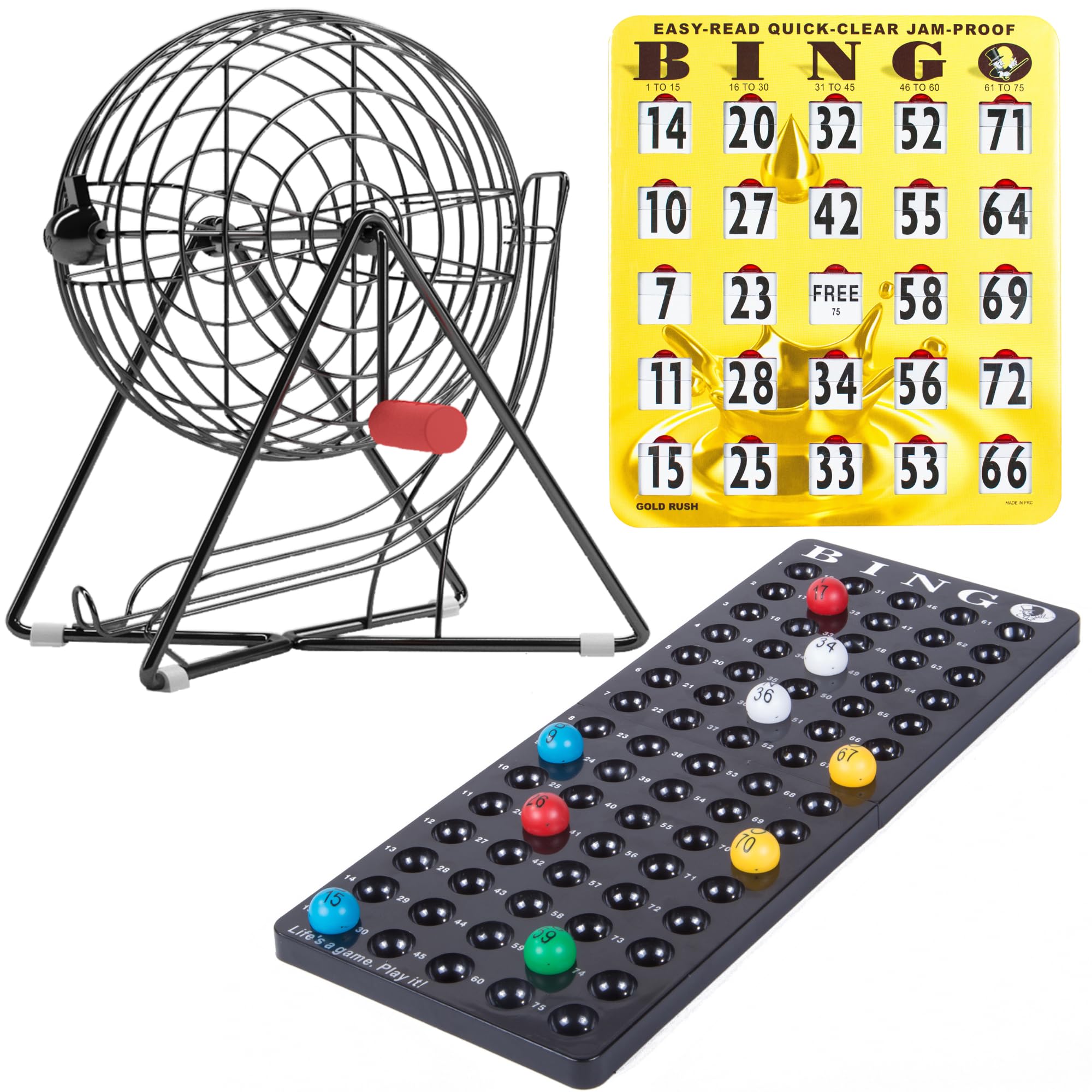MR CHIPS Bingo Cage and Balls Set with 25 Shutter Slide Cards