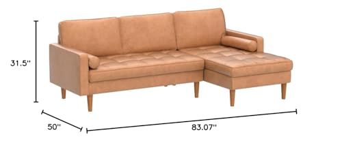 ovios Mid-Century Sectional Sofa, 83" L-Shape Sofa Couch with Right Chaise, Brown