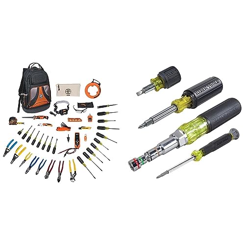 Klein Tools 80141 Hand Tools Kit includes Pliers, 41-Piece & 80019 Tool Set, Multi-Bit Screwdriver and Nut Driver Tool Kit, 28 Different Industrial Strength Bits and Sizes, 4-Piece
