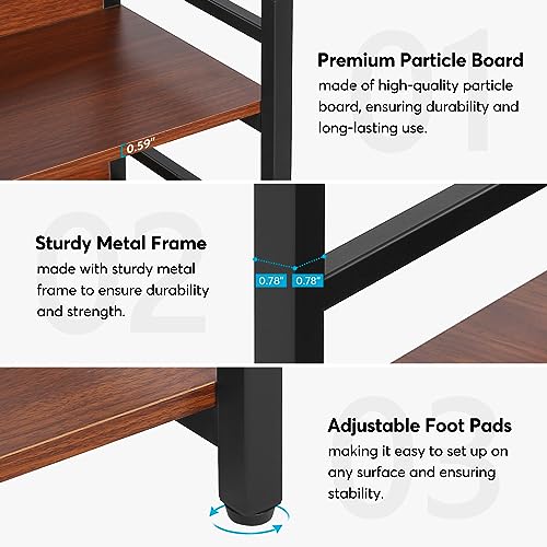 Tribesigns Open Shoe Cabinet, 9-Tier Tall Wooden Shoe Rack with Side Hooks for Entryway, Freestanding 36 Pairs Wood Shoes Storage Shelf Cabinet with Heavy Duty Metal Frame, Black Rustic Brown
