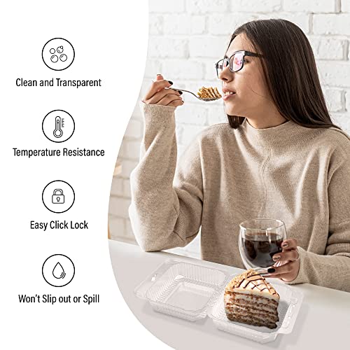 MT Products Cake Slice Container 5" x 5" x 2.75" - Square Plastic Containers To Go - Pack of 40 Clear Hinged Containers - Medium Deep Individual Cake Slice Containers - Made in the USA