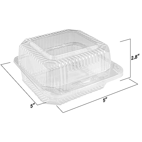 MT Products Cake Slice Container 5" x 5" x 2.75" - Square Plastic Containers To Go - Pack of 40 Clear Hinged Containers - Medium Deep Individual Cake Slice Containers - Made in the USA