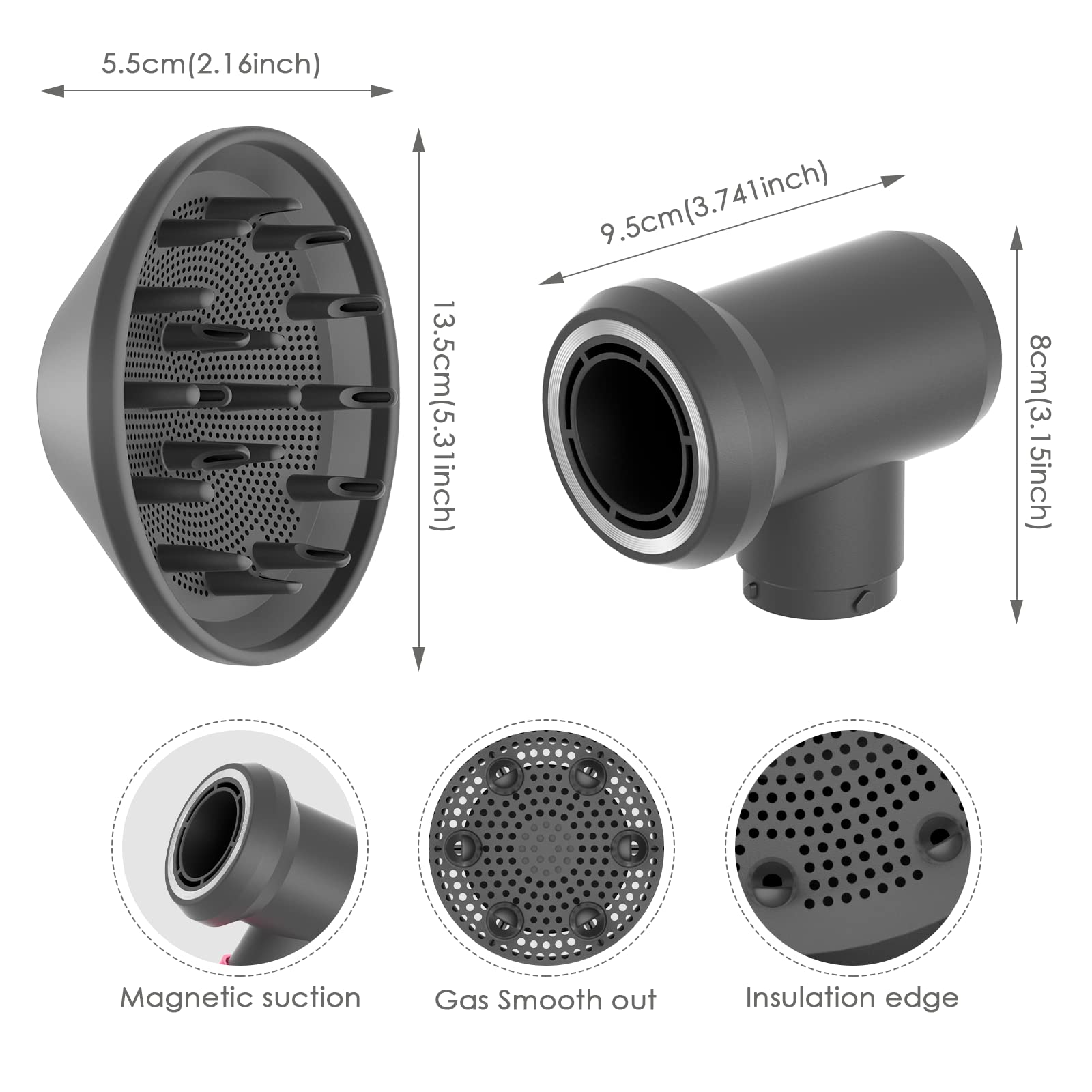 ENERIDEA Diffuser and Adaptor Compatible with Dyson Airwrap,Attachments for Airwrap Styler Converting Blow Dryer Combination,Gifts for Women
