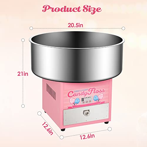 Commercial Cotton Candy Machine, Tabletop Electric Cotton Candy Maker for Birthday, School Function, or Social Events-Pink