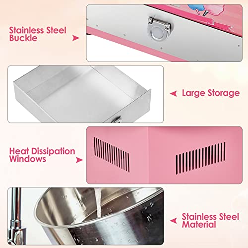 Commercial Cotton Candy Machine, Tabletop Electric Cotton Candy Maker for Birthday, School Function, or Social Events-Pink