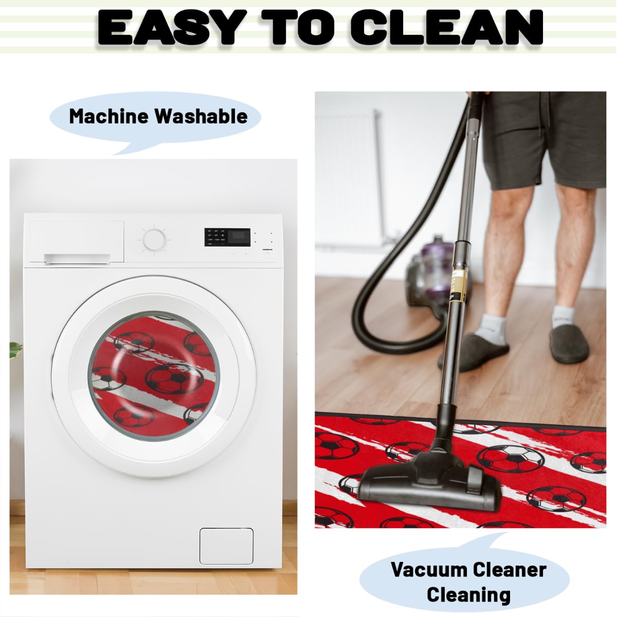 KOBLEN Red Football Kitchen Rugs Non Slip Washable Absorbent Kitchen Mats 20x39 inch Cushioned Anti Fatigue Kitchen Floor Mats for in Front of Sink