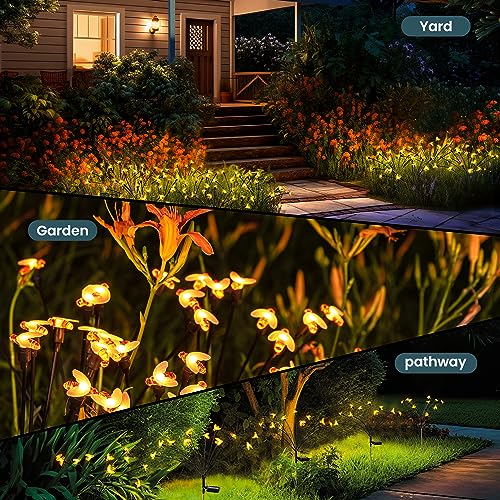 PATIOPIA Solar Garden Lights, Bee Shape Garden Lights Solar Outdoor, Solar Lights for Outside Sway by Wind,Solar Lights Outdoor Waterproof for Yard Patio Pathway Decoration(2 Pack)