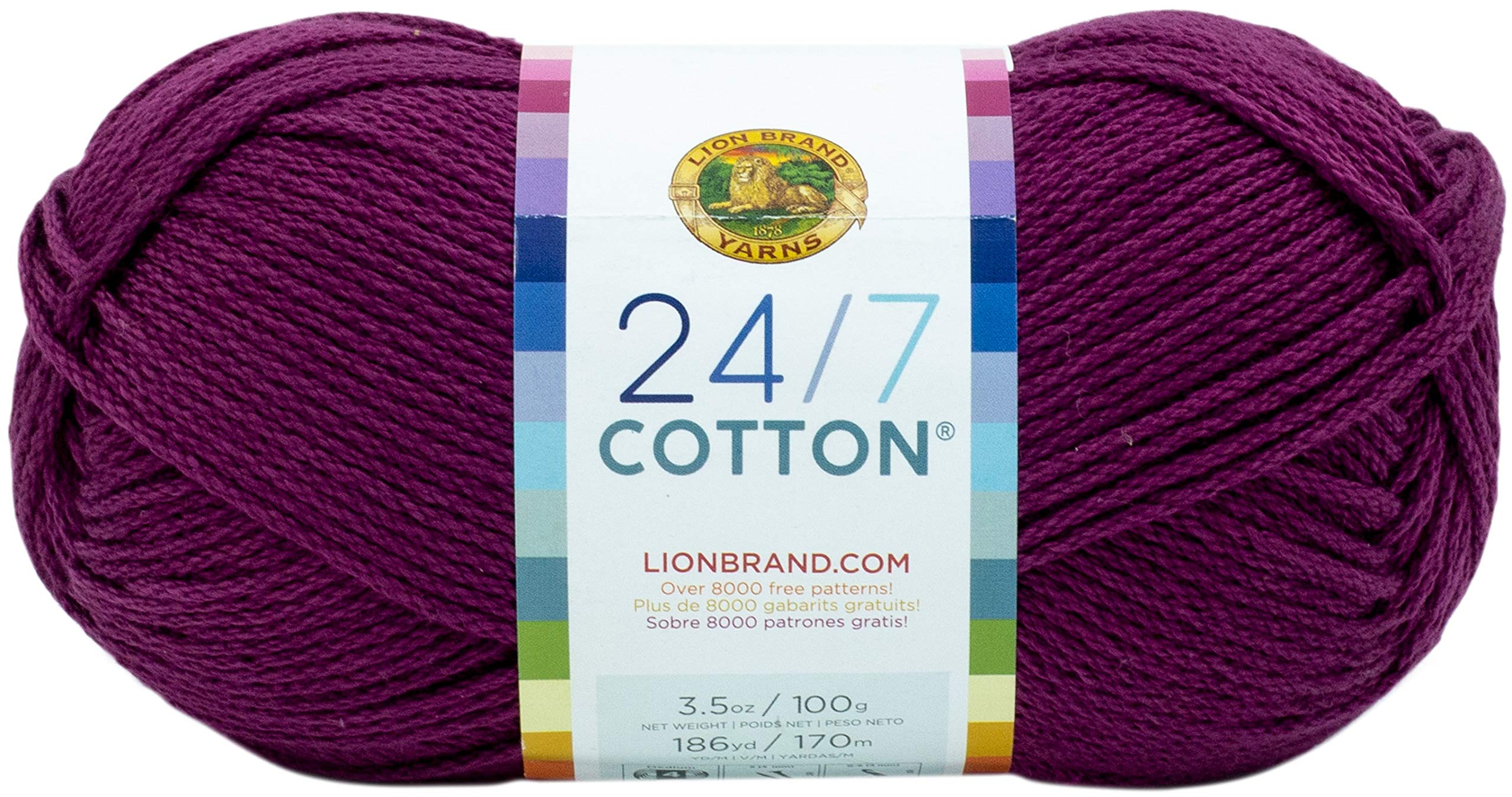 Lion Brand 24/7 Cotton Yarn Bundle (2 Skeins) - Dragonfly and Beets
