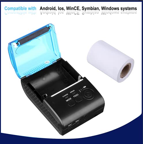Yoidesu Mini Receipt Printer,58mm Portable Bluetooth Mobile Thermal Printer Compatible with Android Windows Vista Linux,Bluetooth 4.0 Label Printer Wireless (US Plug)