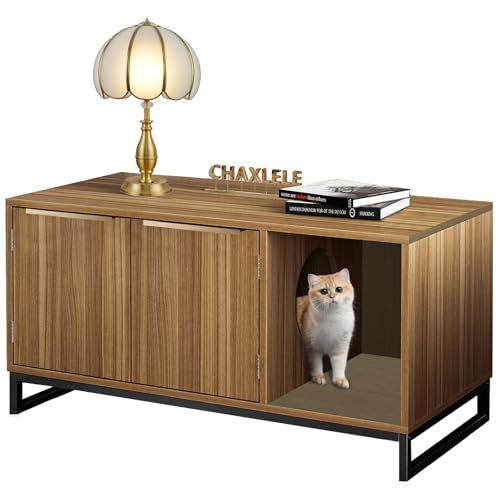 FerniTry Cat Large Litter Box Enclosure Furniture, Hidden Cat Litter Box Furniture, Kitty Litter Box Cabinet Cat Washroom Indoor Cat House as Side Table