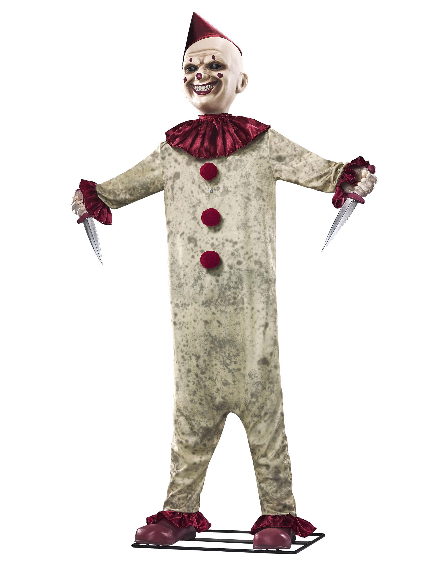 Spirit Halloween 4.9 Ft Dagger Mike Animatronic | Decorations | Animated | Pop-Up Motion | Plays Sounds | Clown Animatronic
