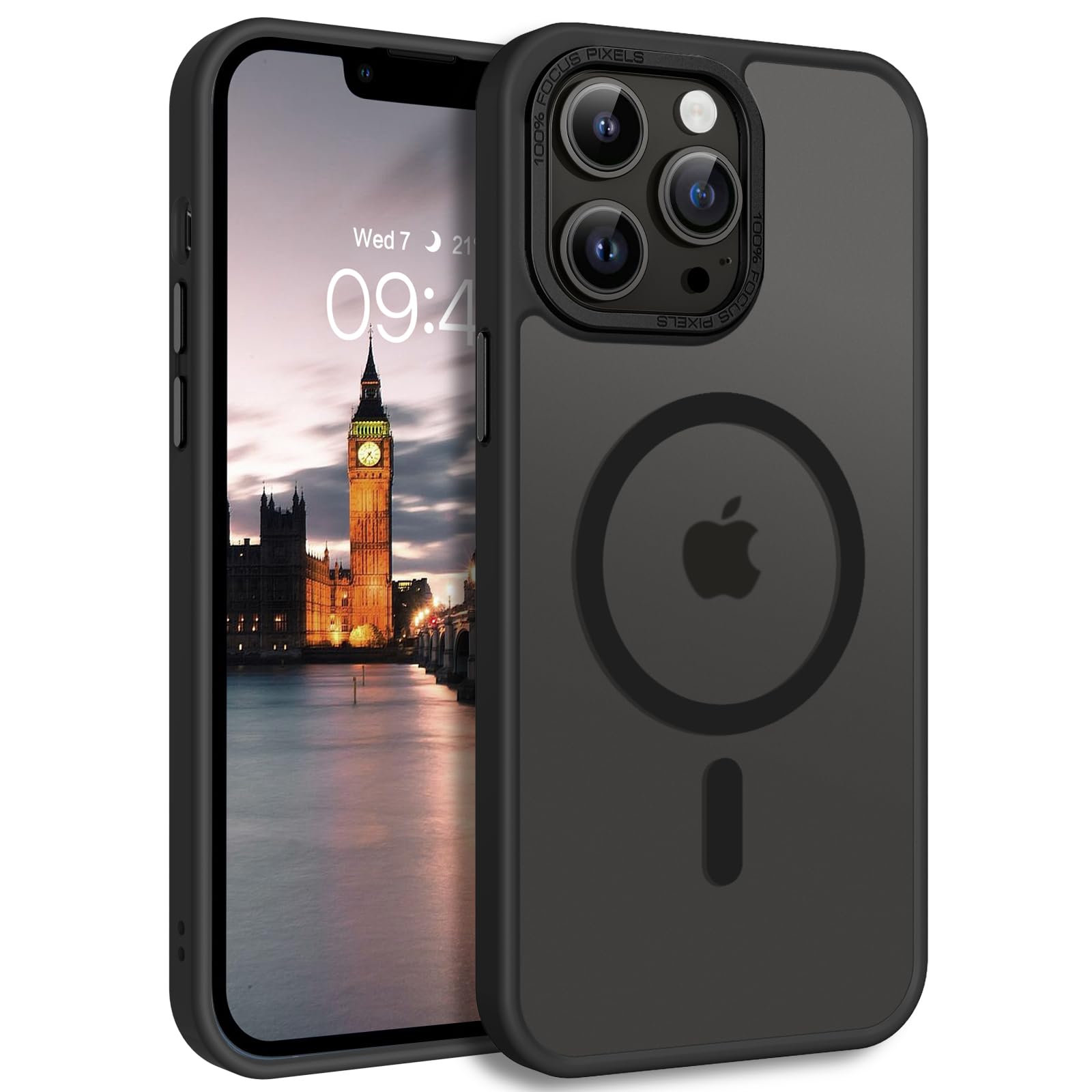 GaoBao Magnetic for iPhone 13 Pro Max Case, iPhone 13 Pro Max Phone Case, [Compatible with Magsafe] Slim Fit Shockproof Translucent Women Men Girls Boys Protective Case for iPhone 13 Pro Max, Black