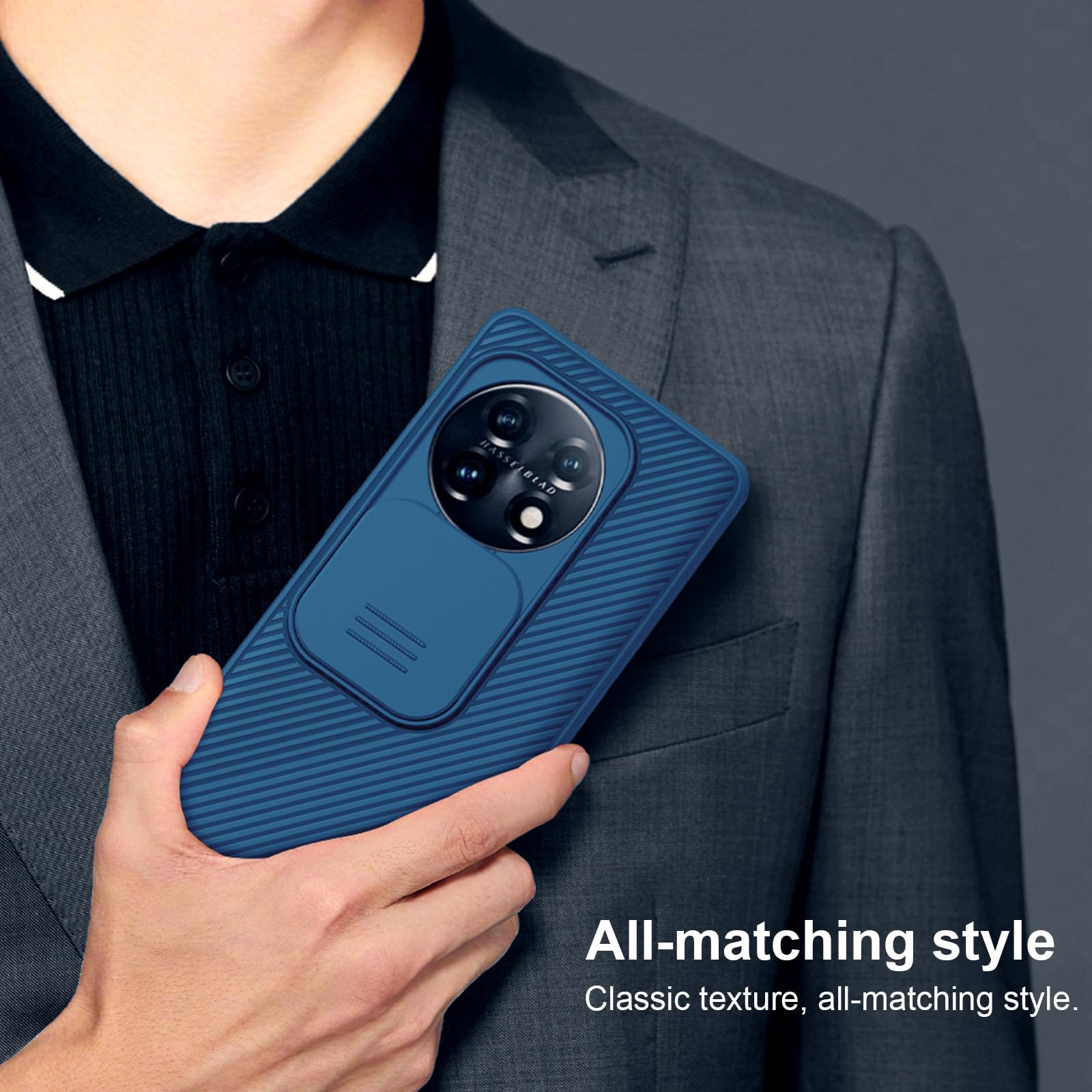Nillkin OnePlus 11 5G Case - CamShield Pro Case with Slide Camera Cover, Slim Fit Thin Shockproof Cover for OnePlus 11 2023 - Blue