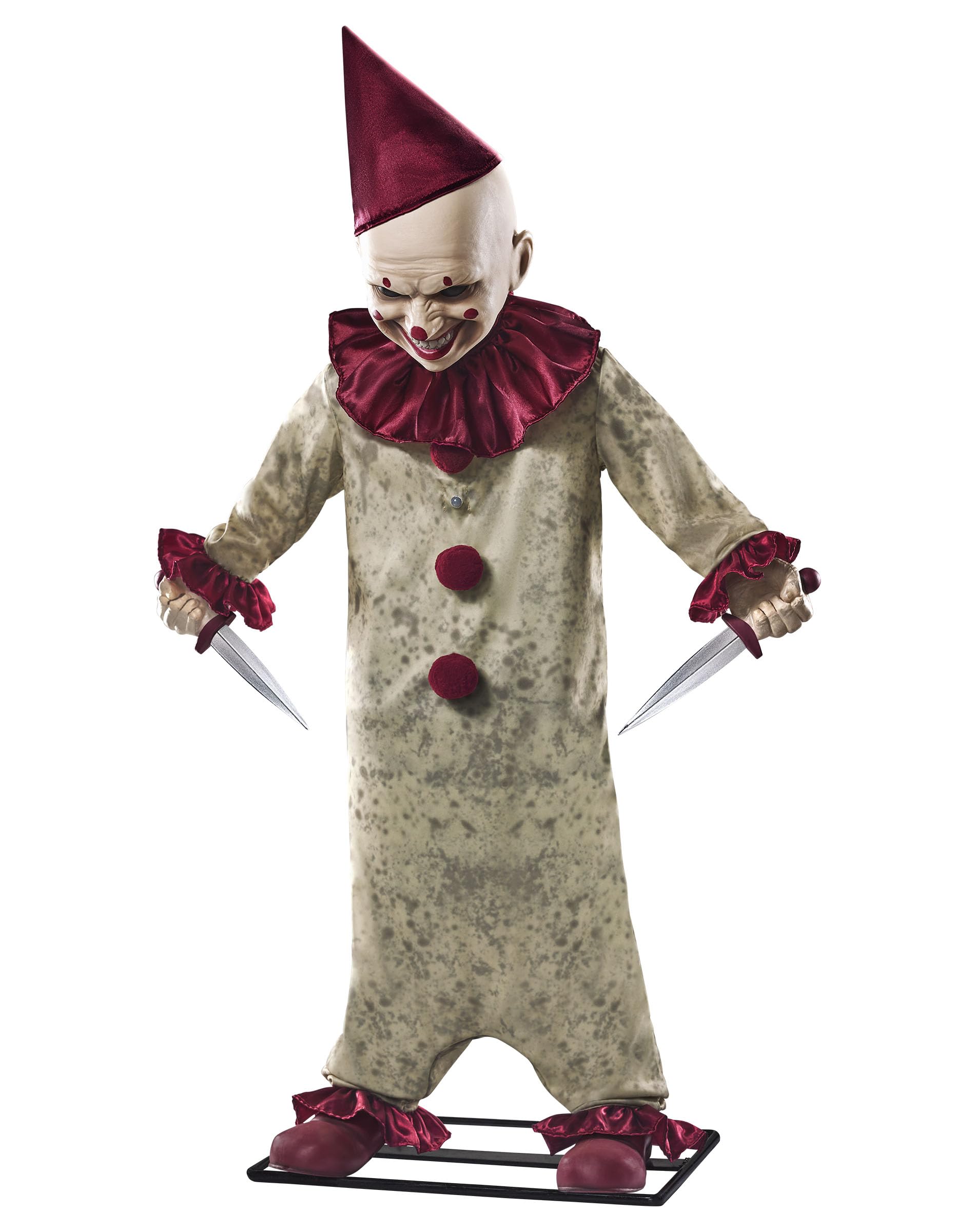Spirit Halloween 4.9 Ft Dagger Mike Animatronic | Decorations | Animated | Pop-Up Motion | Plays Sounds | Clown Animatronic