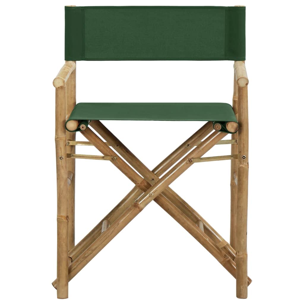 Vetnasa Folding Director's Chairs 2 pcs Green Bamboo and Fabric-AB