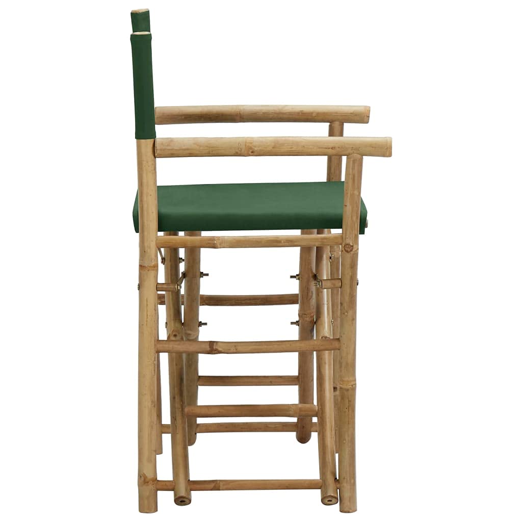 Vetnasa Folding Director's Chairs 2 pcs Green Bamboo and Fabric-AB