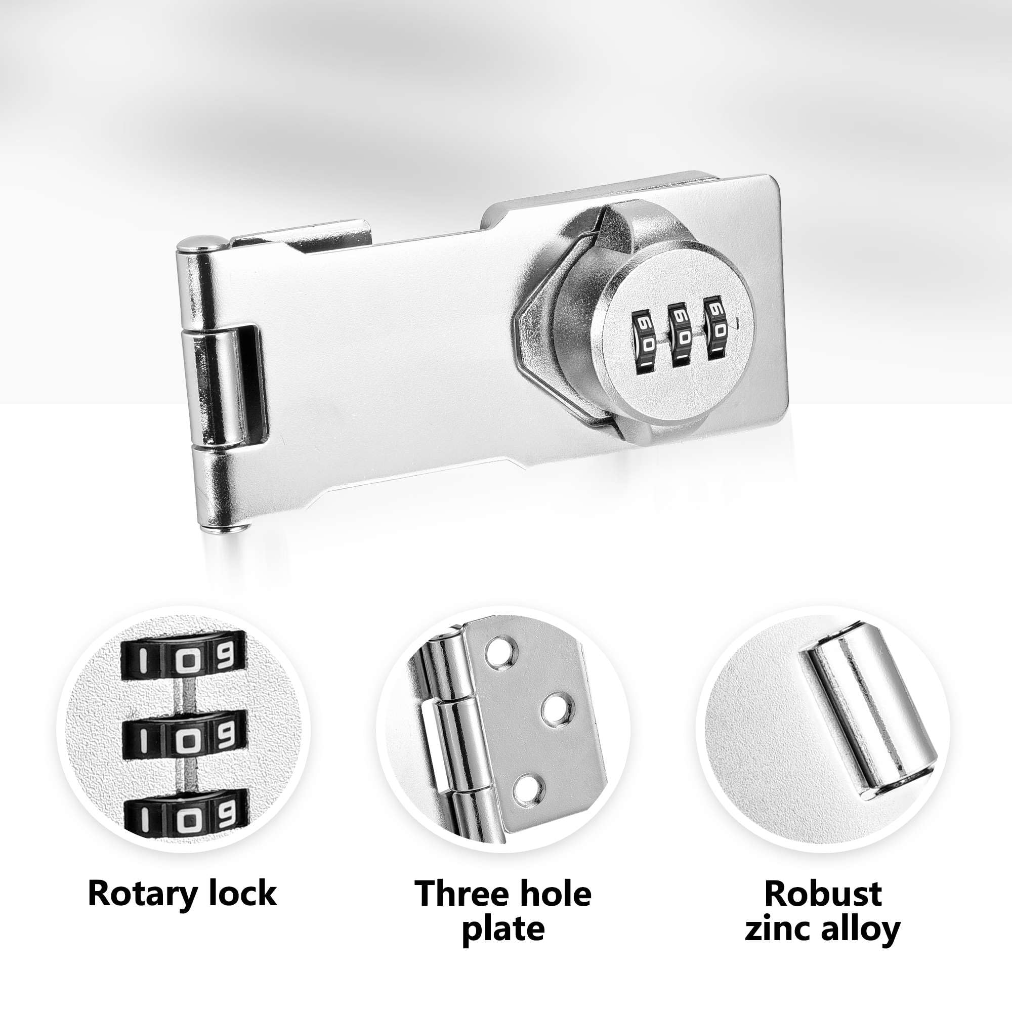 Tidorlou Cabinet Password Hasp Lock Combination Lock 3-Digit Password Code Latch Lock for Cabinets Door Barn Door Locker Toolbox Fence, 2pack Silver