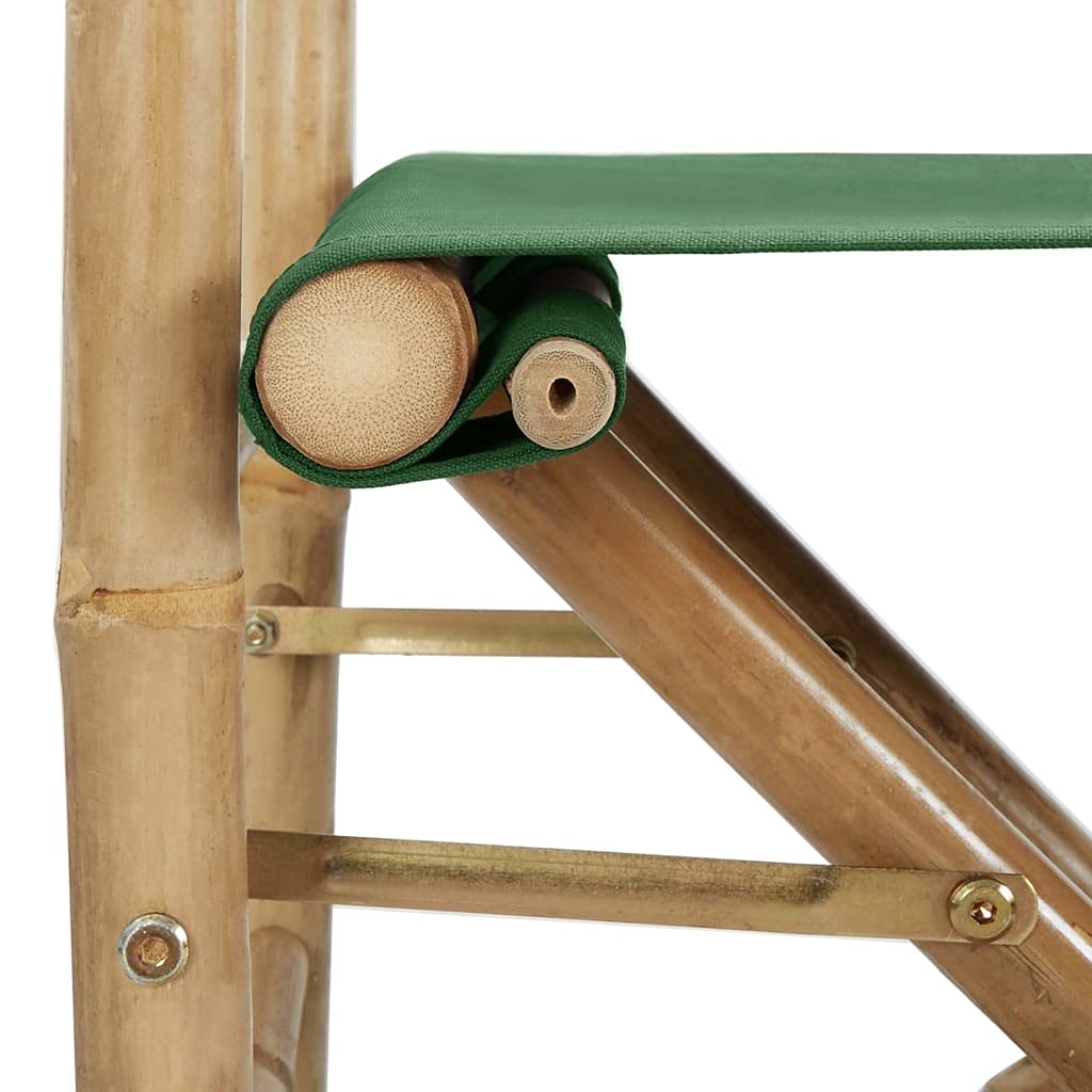 Vetnasa Folding Director's Chairs 2 pcs Green Bamboo and Fabric-AB