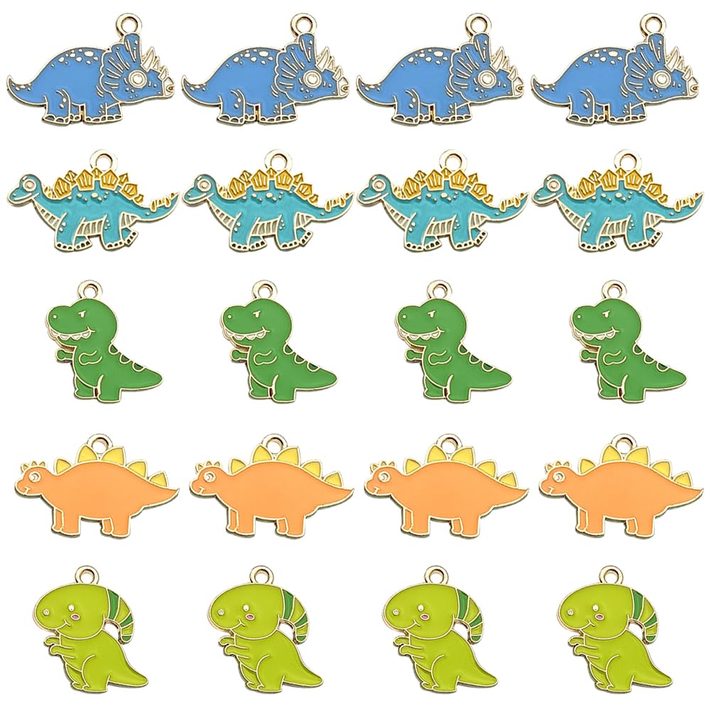 YYMSEN 25 Pcs Bracelet Earring Cartoon Dinosaur Charms Pendant Dinosaur Charms for DIY Bracelet Earring Necklace Keychain Jewelry Crafts Making