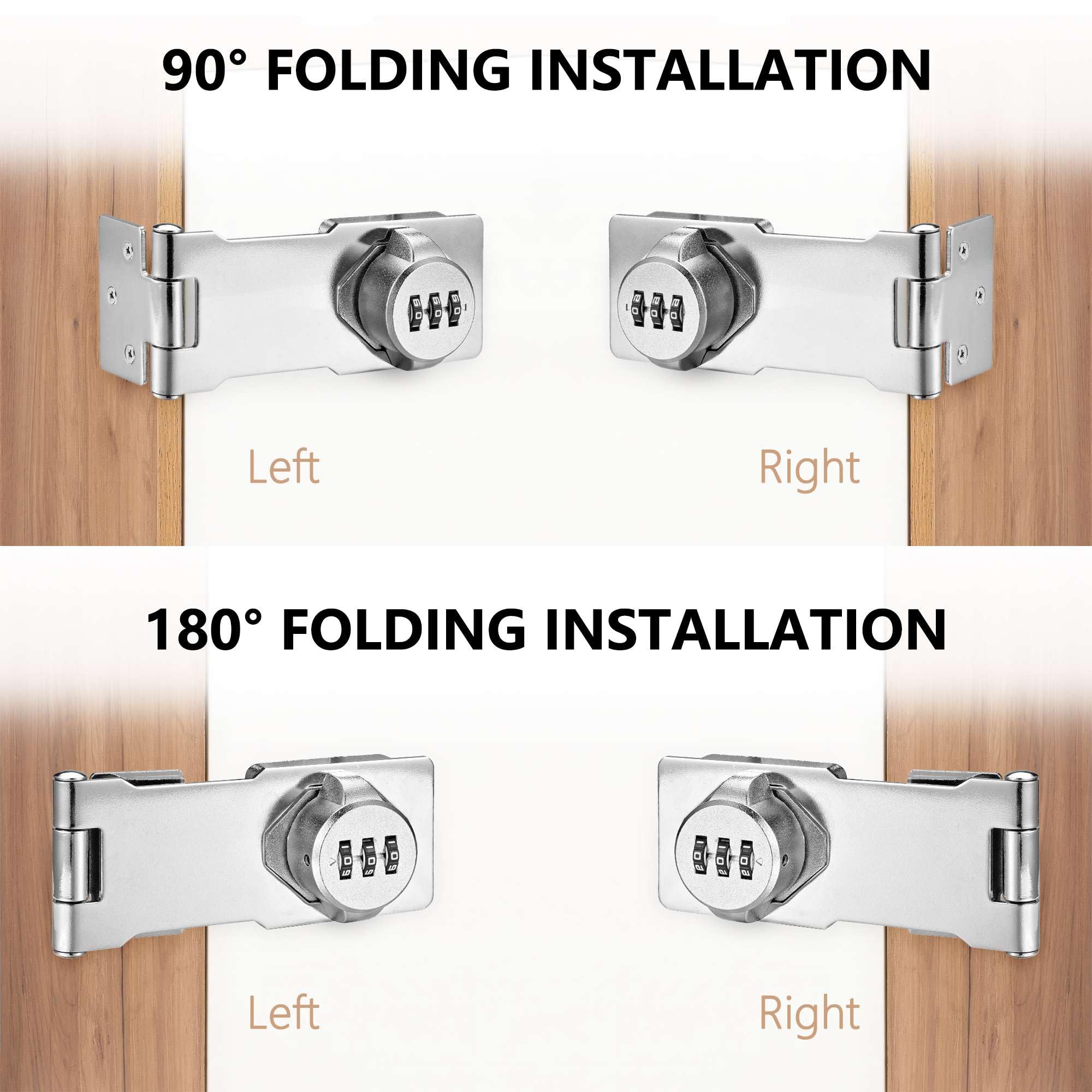Tidorlou Cabinet Password Hasp Lock Combination Lock 3-Digit Password Code Latch Lock for Cabinets Door Barn Door Locker Toolbox Fence, 2pack Silver