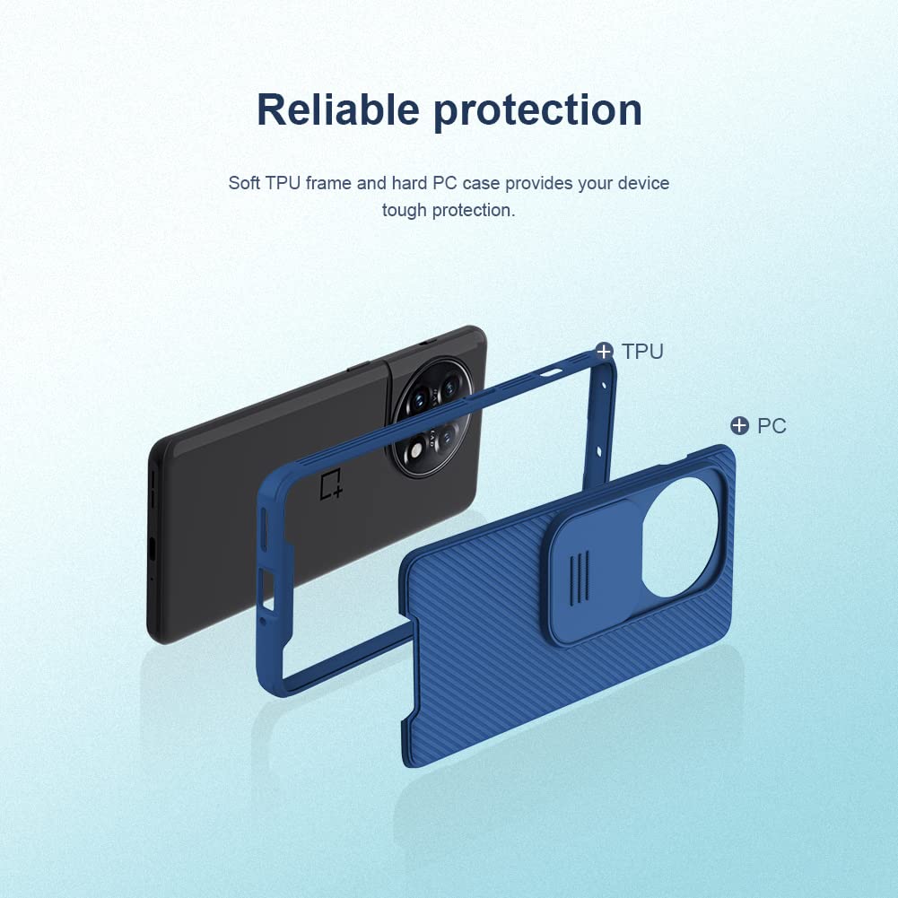 Nillkin OnePlus 11 5G Case - CamShield Pro Case with Slide Camera Cover, Slim Fit Thin Shockproof Cover for OnePlus 11 2023 - Blue