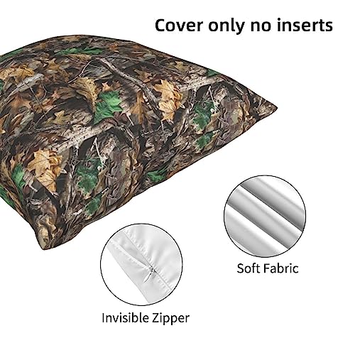 WURTON Cold Tree Camouflage Print Throw Pillow Covers, Soft Square Cushion Case,for Sofa, Couch,Bed Chair-18 X 18 Inch