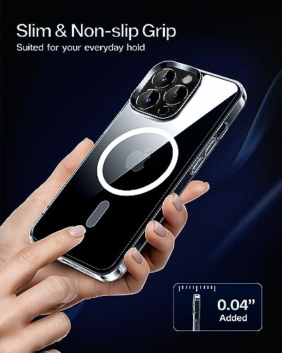 Dssairo Magnetic for iPhone 13 Pro Max Case，with 2 Screen Protector，Full Camera Protection [Compatible with MagSafe] Shockproof Phone Bumper Cover，Anti-Scratch Clear Back (Clear)………