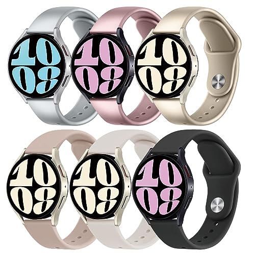 6 Pack Silicone Bands for Samsung Galaxy Watch 7 6 5 4 Band 40mm 44mm/Watch FE 40mm Women Men,20mm Watch Band for Samsung Watch 6 Classic 43mm 47mm/Watch 5 Pro 45mm/4 Classic 42mm 46mm Sport Straps