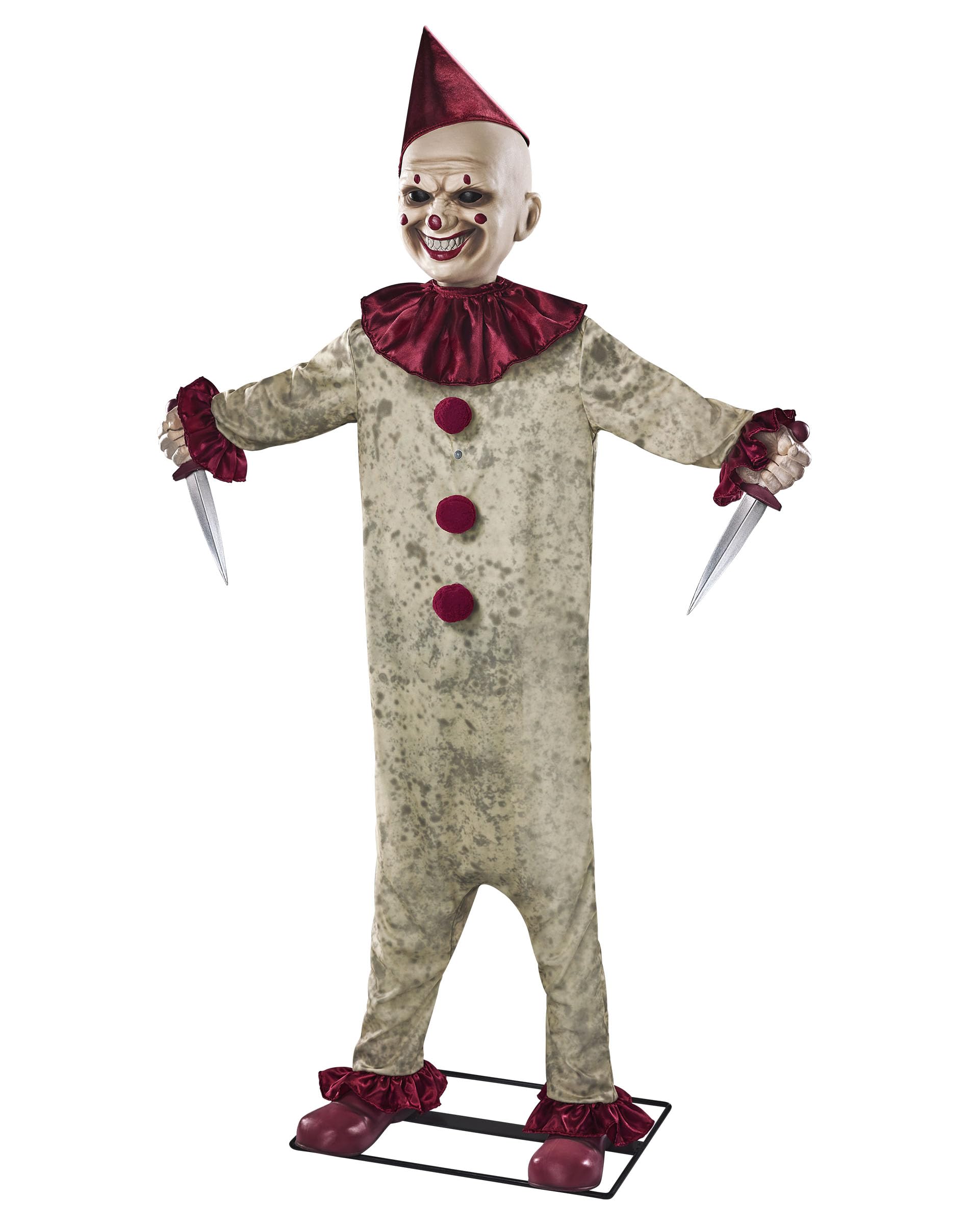 Spirit Halloween 4.9 Ft Dagger Mike Animatronic | Decorations | Animated | Pop-Up Motion | Plays Sounds | Clown Animatronic