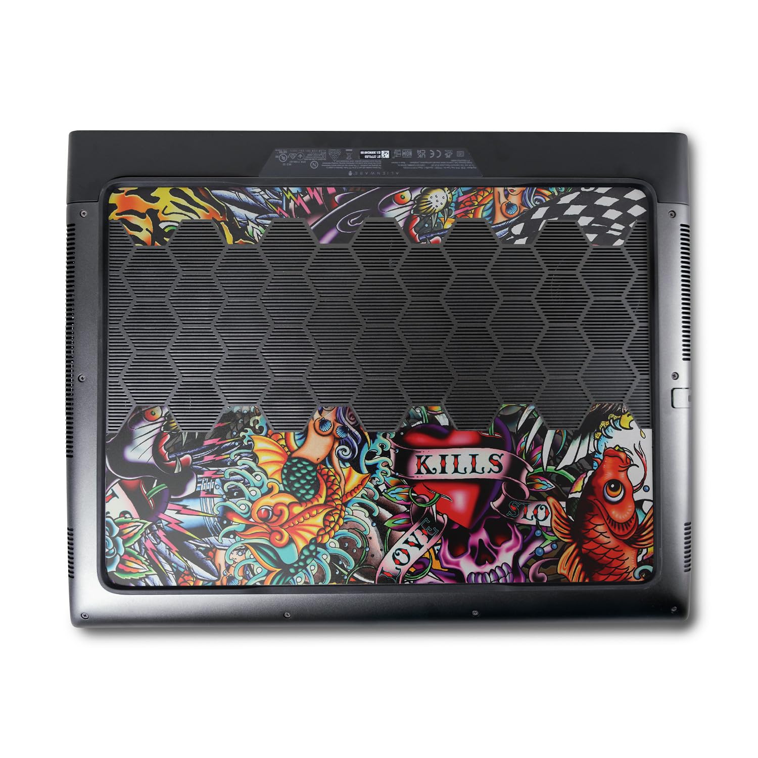 MightySkins Skin Compatible with Alienware M18 R1 (2023) Full Wrap Kit - Old School Tattoo | Protective, Durable, and Unique Vinyl Decal wrap Cover | Easy to Apply & Change Styles | Made in The USA