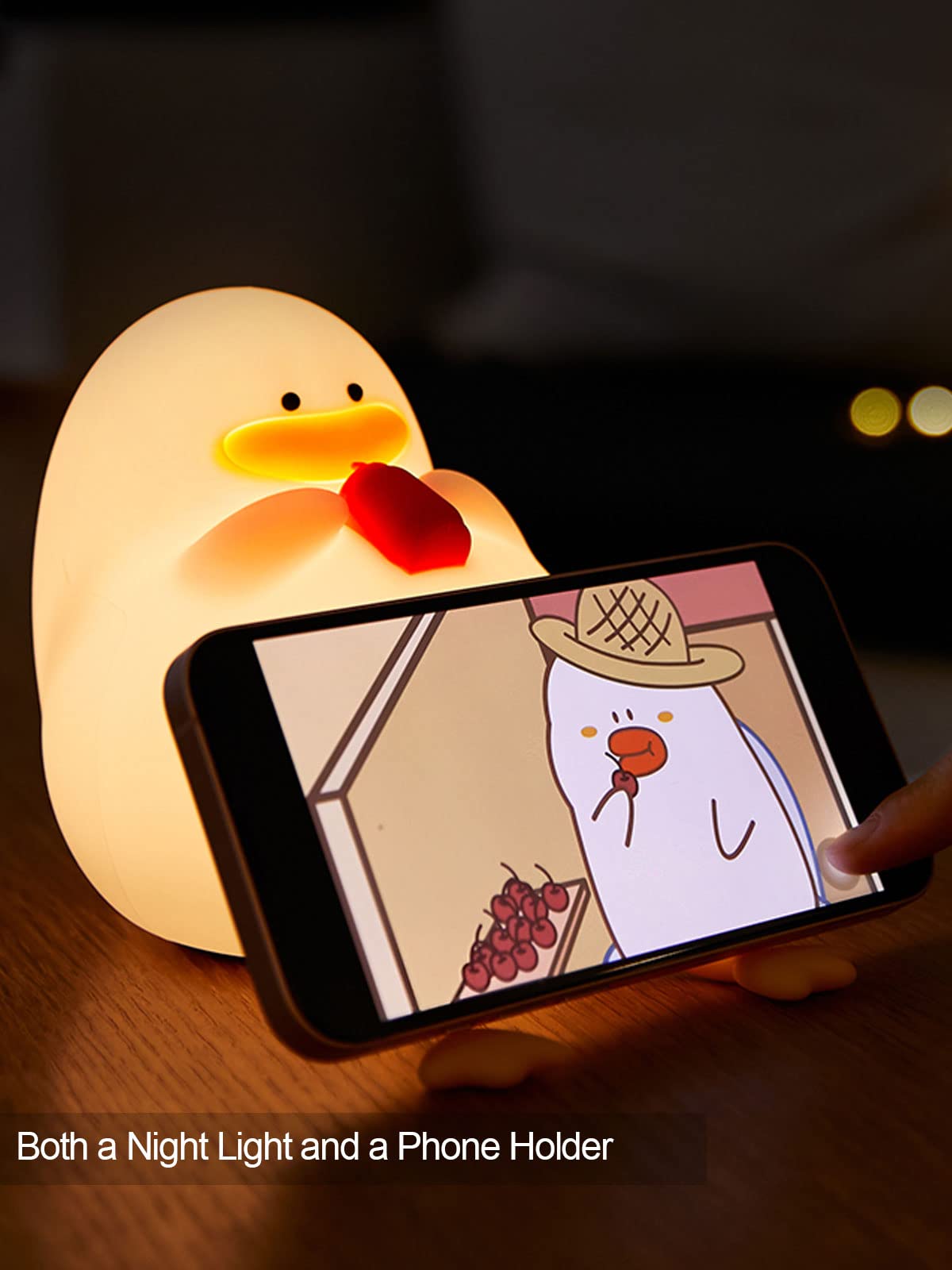 anmones Night Light for Kids - Happy Duck Premium Silicone Lamp, Cute and Dimmable Nightlight for Soothing Bedtime Ambience, 𝑴𝒖𝒍𝒕𝒊𝒑𝒍𝒆 𝑵𝒊𝒈𝒉𝒕𝒍𝒊𝒈𝒉𝒕𝒔 White XR-MM-L22067