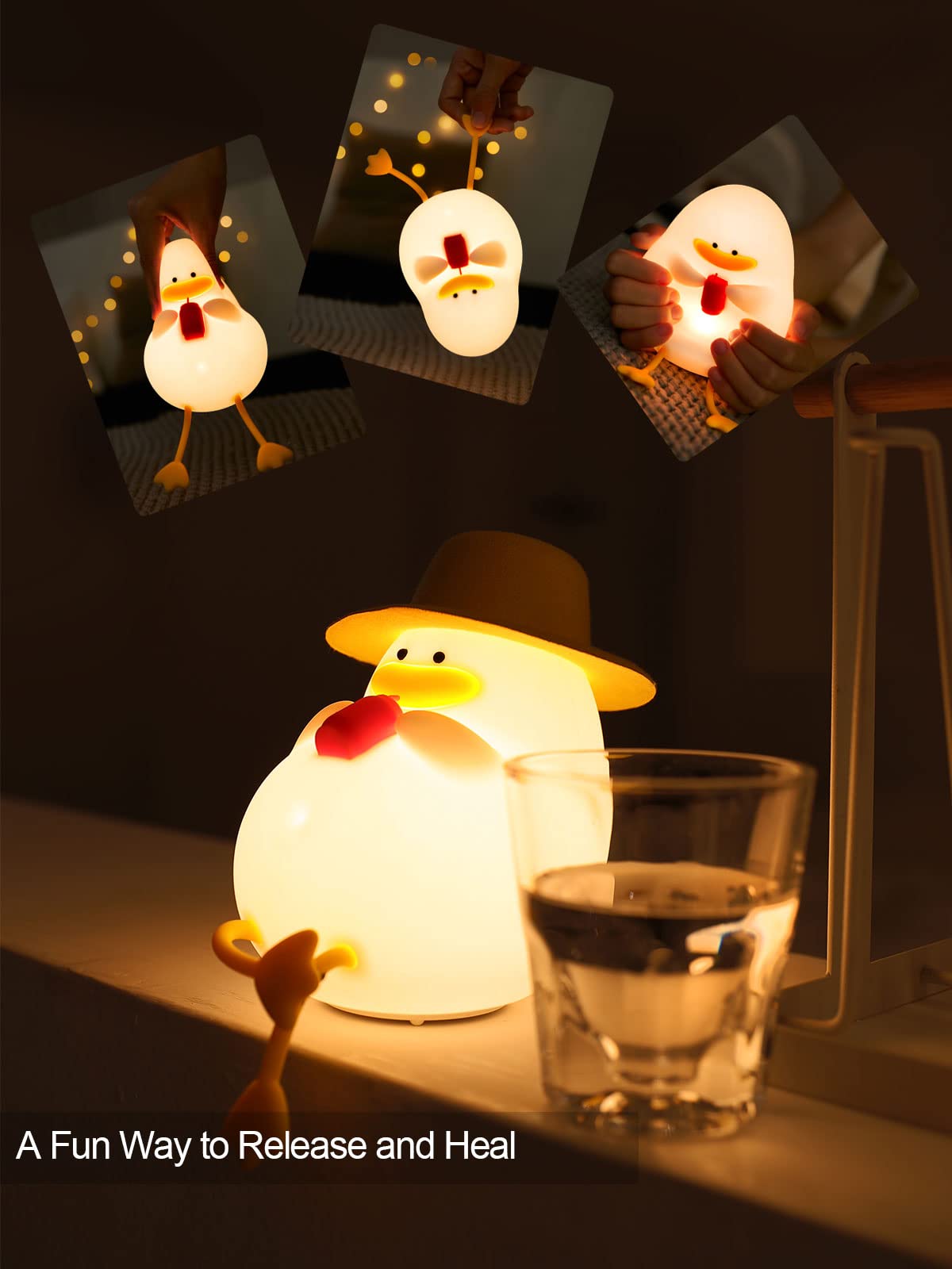 anmones Night Light for Kids - Happy Duck Premium Silicone Lamp, Cute and Dimmable Nightlight for Soothing Bedtime Ambience, 𝑴𝒖𝒍𝒕𝒊𝒑𝒍𝒆 𝑵𝒊𝒈𝒉𝒕𝒍𝒊𝒈𝒉𝒕𝒔 White XR-MM-L22067
