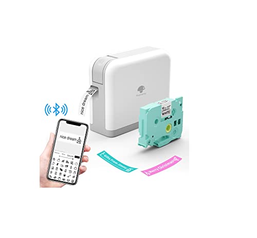 Phomemo Labeler P3200 Label Makers,Portable Bluetooth Label Printer Machine,Phone Pad Support,iOS Android,with 1 Pack Laminated Tape,Gift for Women,Men,Home,Office,School,Type-C Recharger-Grey