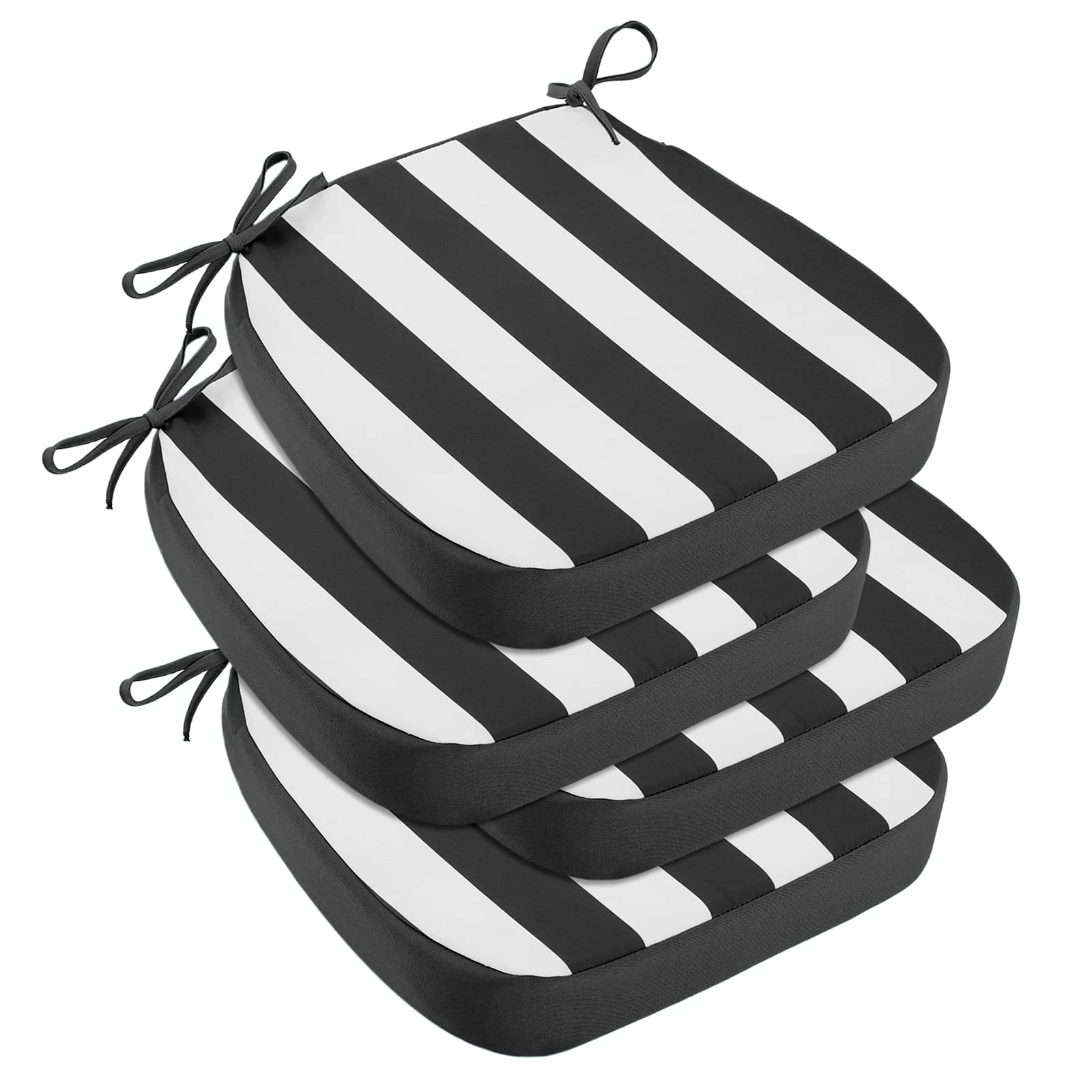 idee-home Outdoor Chair Cushions Set, Thick Outdoor Seat Cushion Waterproof Patio Furniture with Ties, Dining Indoor Chair Pads