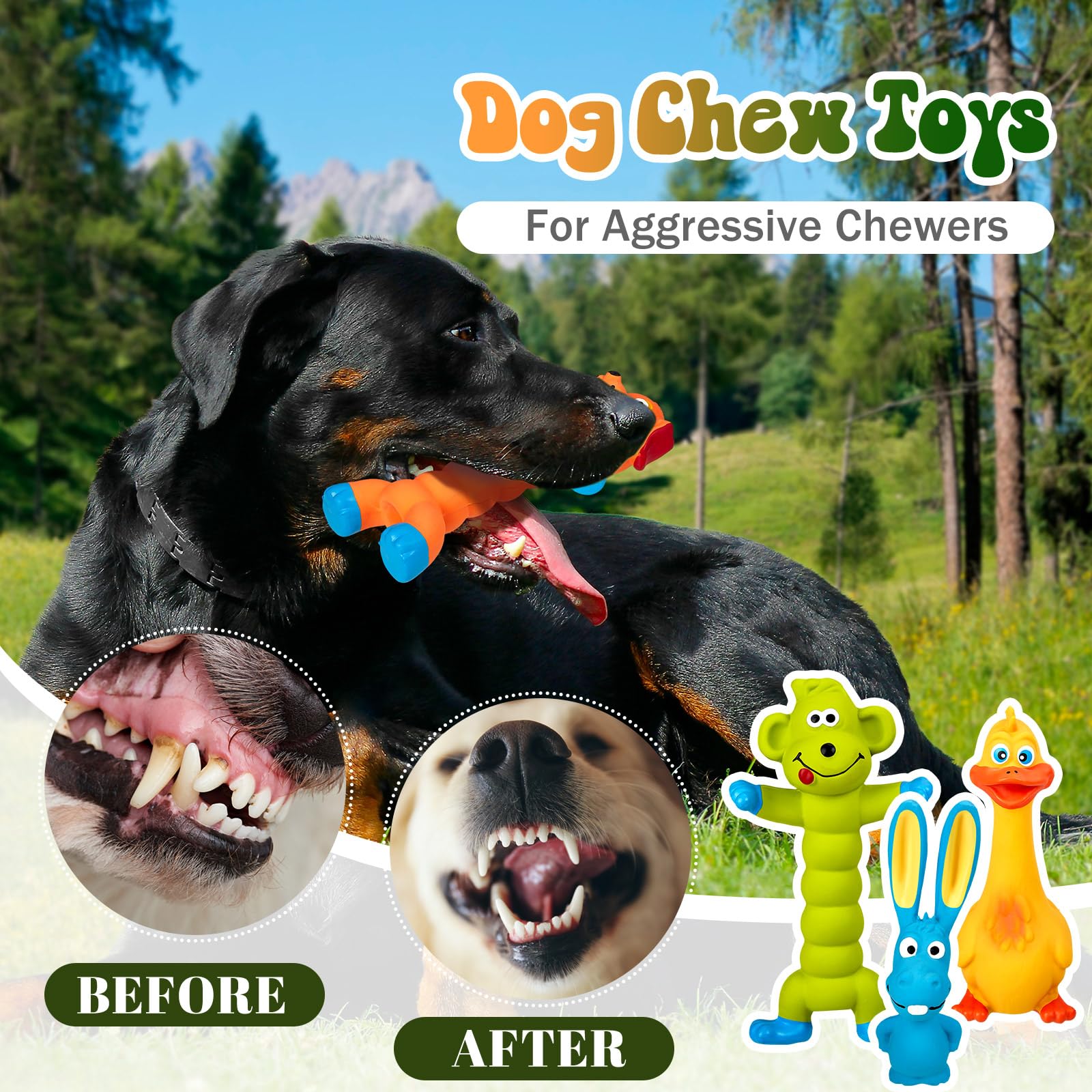 Wettarn 9 Pack Latex Squeaky Dog Toys 7 Inch Soft Rubber Dog Chew Toy Animal Standing Stick Puppy Fetch Interactive Play Assorted Animal Accessories for Small Medium Large Pet(Classic)