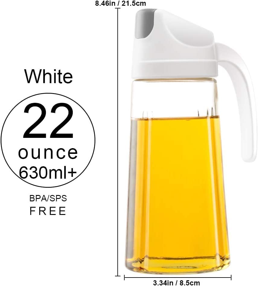 Hweryho Dispenser, Auto Flip Cap 630ml Leakproof Olive Oil Bottle for Kitchen, Oil Sprayer for Cooking, Easy Refill & Cleaning Non-Drip Spout, Non-Slip Handle, Oil Sprayer for Cooking (1 PACK)