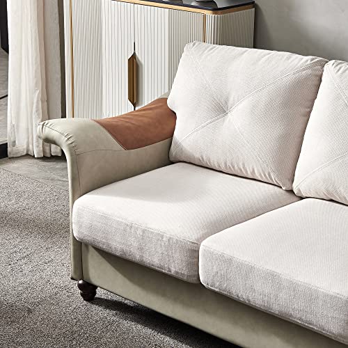HomSof Loveseat Sofa for Small Spaces, Modern Couch with Storage and Curved Arm, Beige