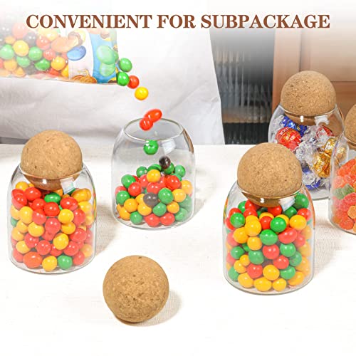 ComSaf 480ml/16Oz Glass Storage Container with Ball Cork, 3Pcs Glass Jar with Cork Lid, Round Cork Glass Bottle, Small Candy Jar with Wood Ball Lid for Food, Coffee, Sugar, Spice, Tea, DIY Decoration