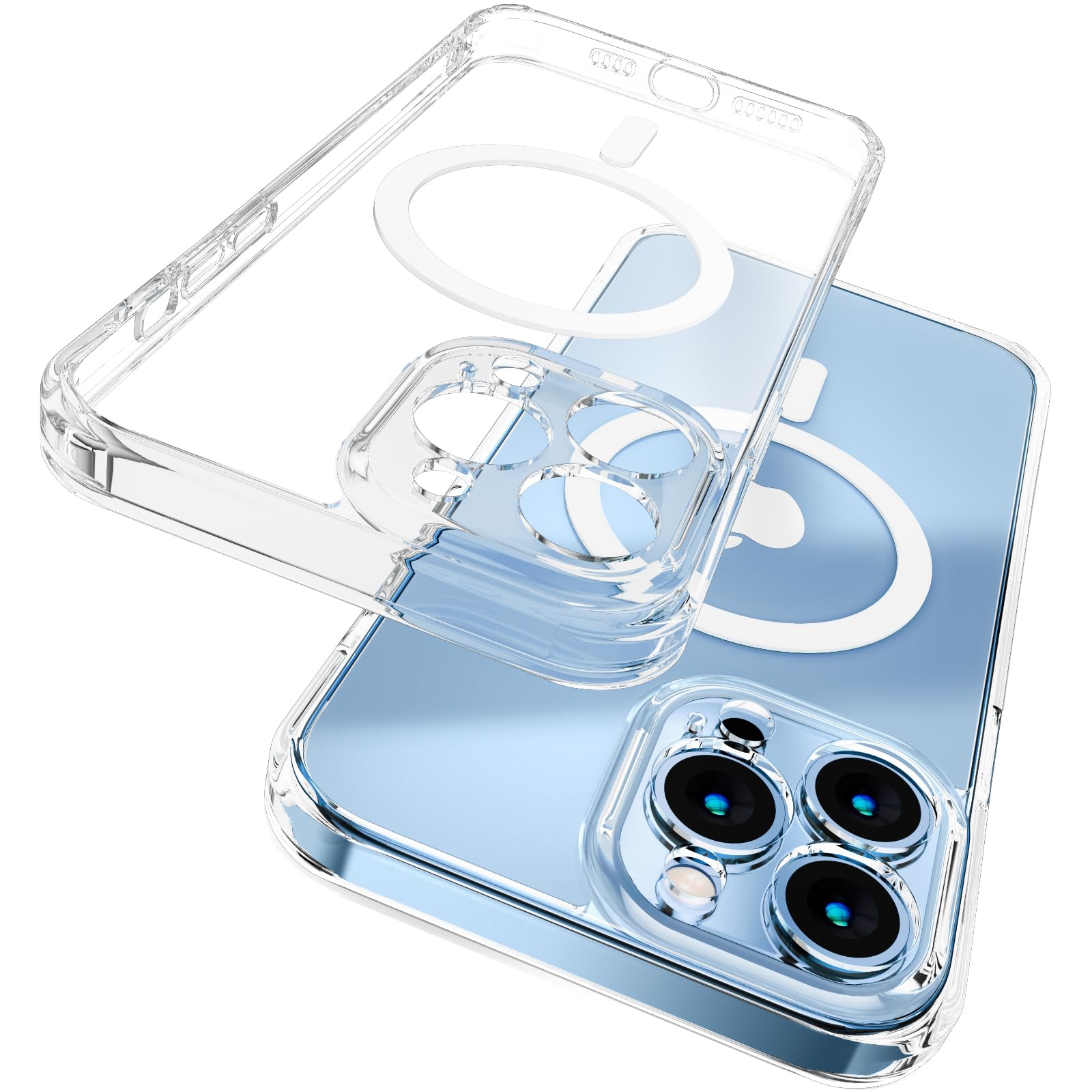 Dysnomia Magnetic Case for iPhone 13 Pro Max Case, Clear Upgraded [Camera Cover] [No.1 Anti Yellowing] [Powerful Magnets], Compatible with MagSafe, Protective Slim Thin Cover, 6.7 inch, Clear