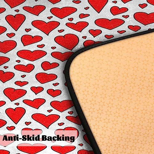 KOBLEN Red Love Heart Kitchen Rugs Non Slip Washable Absorbent Kitchen Mats 20x39 inch Cushioned Anti Fatigue Kitchen Floor Mats for in Front of Sink