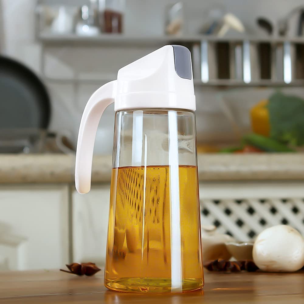 Hweryho Dispenser, Auto Flip Cap 630ml Leakproof Olive Oil Bottle for Kitchen, Oil Sprayer for Cooking, Easy Refill & Cleaning Non-Drip Spout, Non-Slip Handle, Oil Sprayer for Cooking (1 PACK)