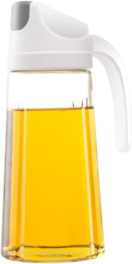 Hweryho Dispenser, Auto Flip Cap 630ml Leakproof Olive Oil Bottle for Kitchen, Oil Sprayer for Cooking, Easy Refill & Cleaning Non-Drip Spout, Non-Slip Handle, Oil Sprayer for Cooking (1 PACK)