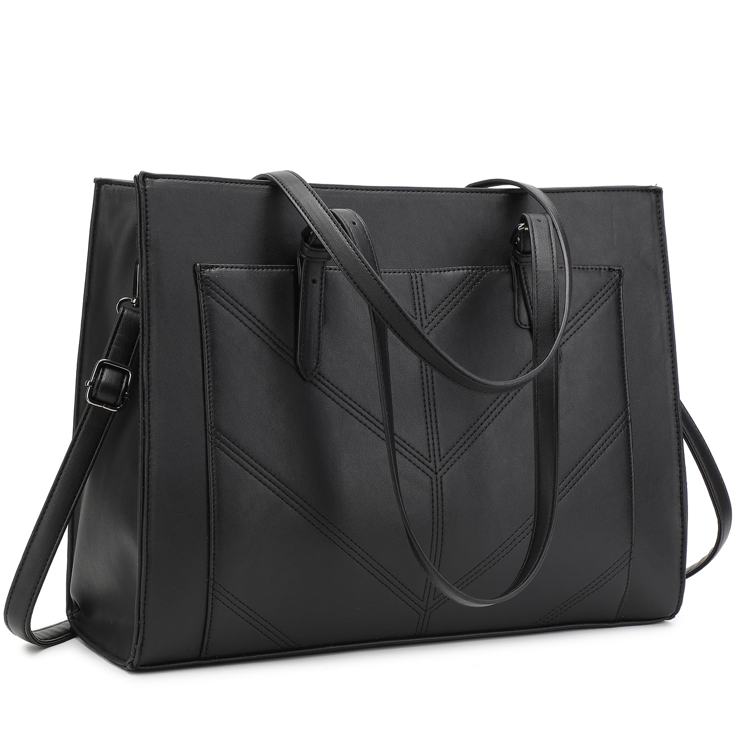 Barsine Work Bags for Women Laptop Tote Purses Professional Leather Large Capacity 15.6 Inch Office Briefcase Black