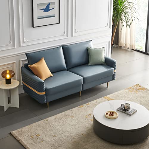 LCH 73.22" Loveseat, Mid Century Modern Love Seats Furniture with 2 Pillows, Heavy Duty Sleeper Sofa for Small Spaces, Living Room, Apartment,Soft Couch Easy to Install(Blue)